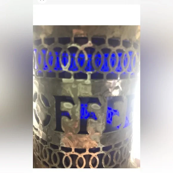 silverplate | Accents | Silverplate Coffee Canister Cobalt Blue Plastic ...